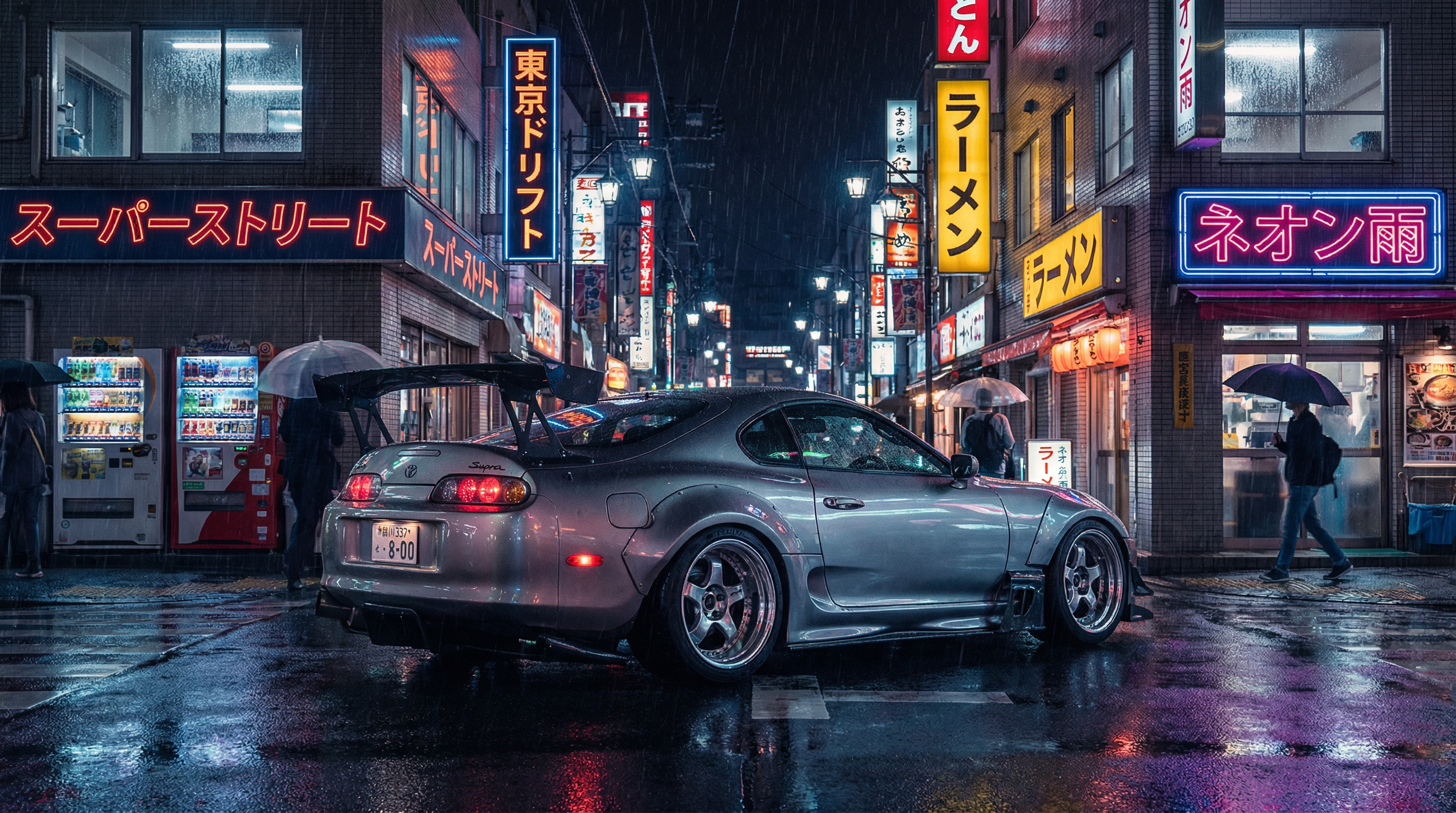 Toyota Supra ville japonaise | Fond d'écran 4k