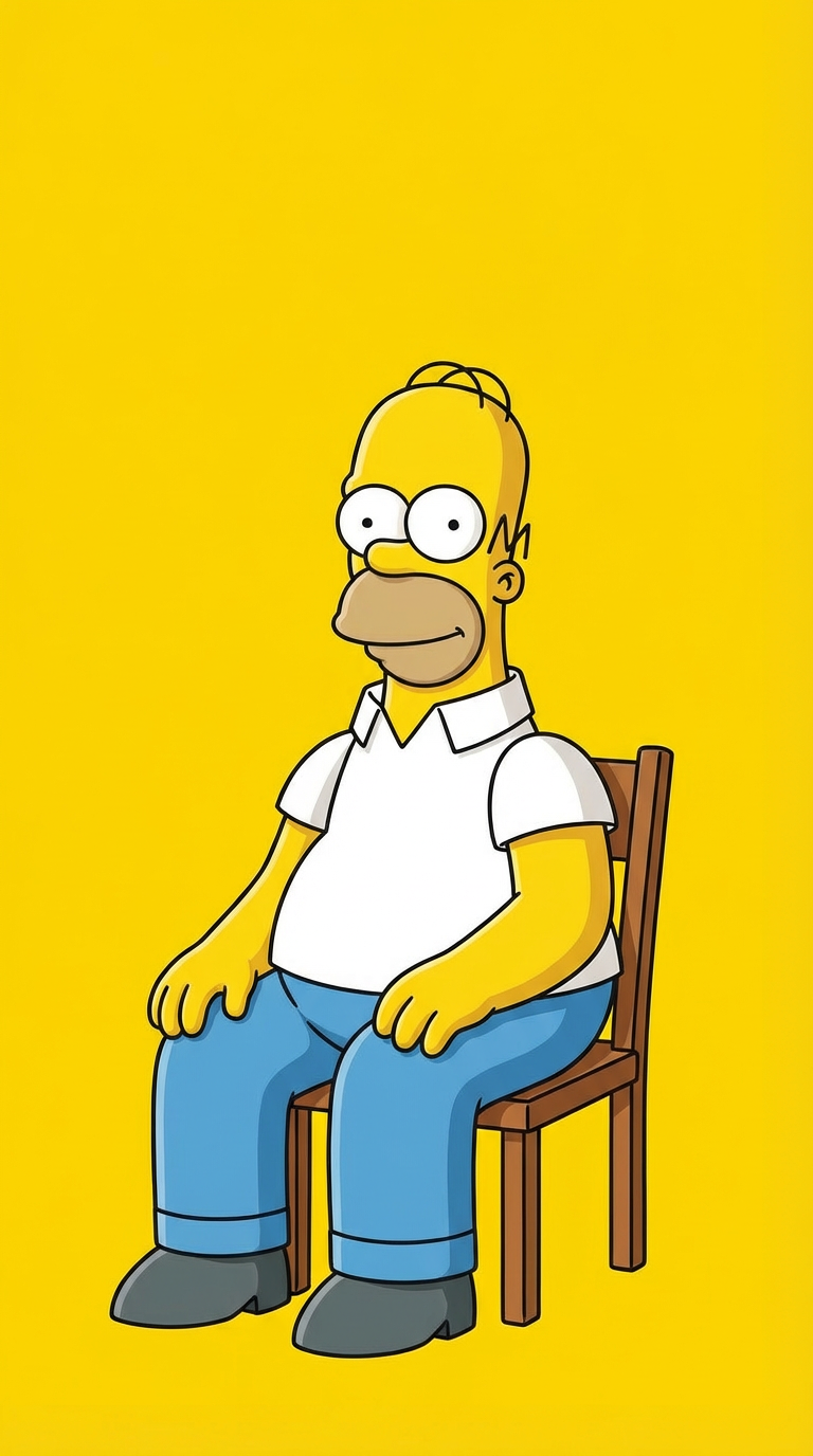 Homer Simpson on a chair | Wallpaper 4k